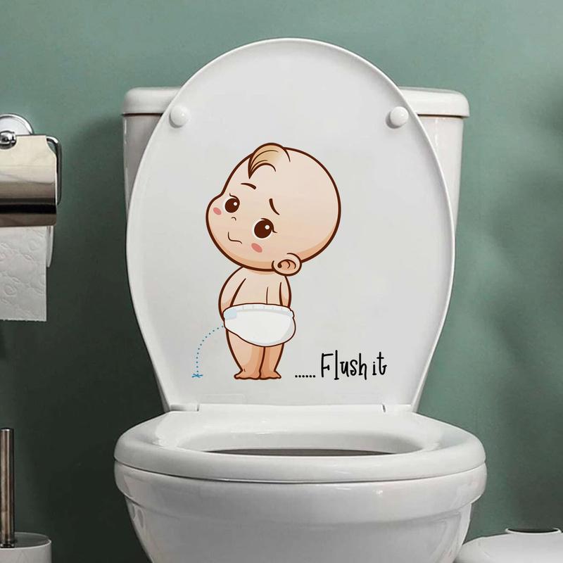 Toilet Stickers Funny Baby Pee Bathroom Cute Toilet Lid Deco - TikTok ...
