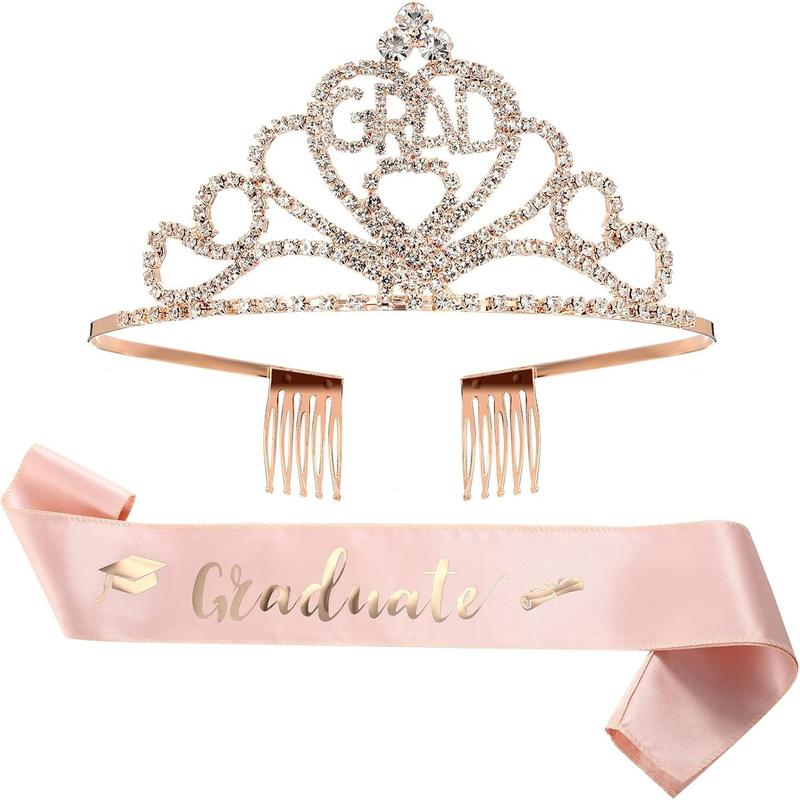 2025 Graduation Party Supplies Graduation Crown Tiara and Sash Kits ...