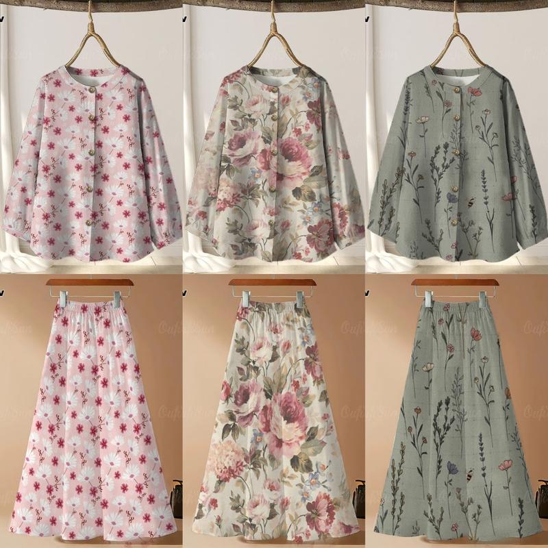 Sut Muslim, Baju Raya Wanita, Baju Muslim Bunga Lengan Puff, Set Dua ...