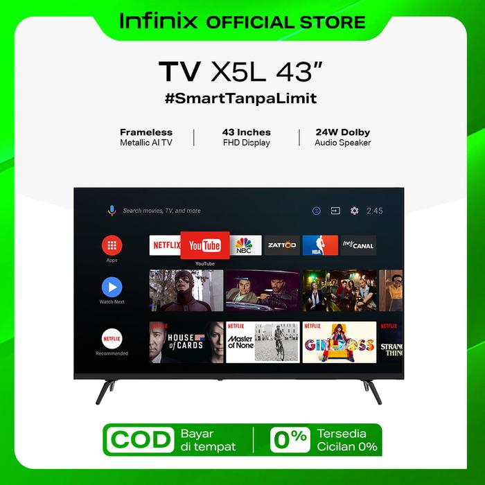 Promo Infinix Smart TV X5L - 43" FHD Display - Android TV - Dolby Audio ...