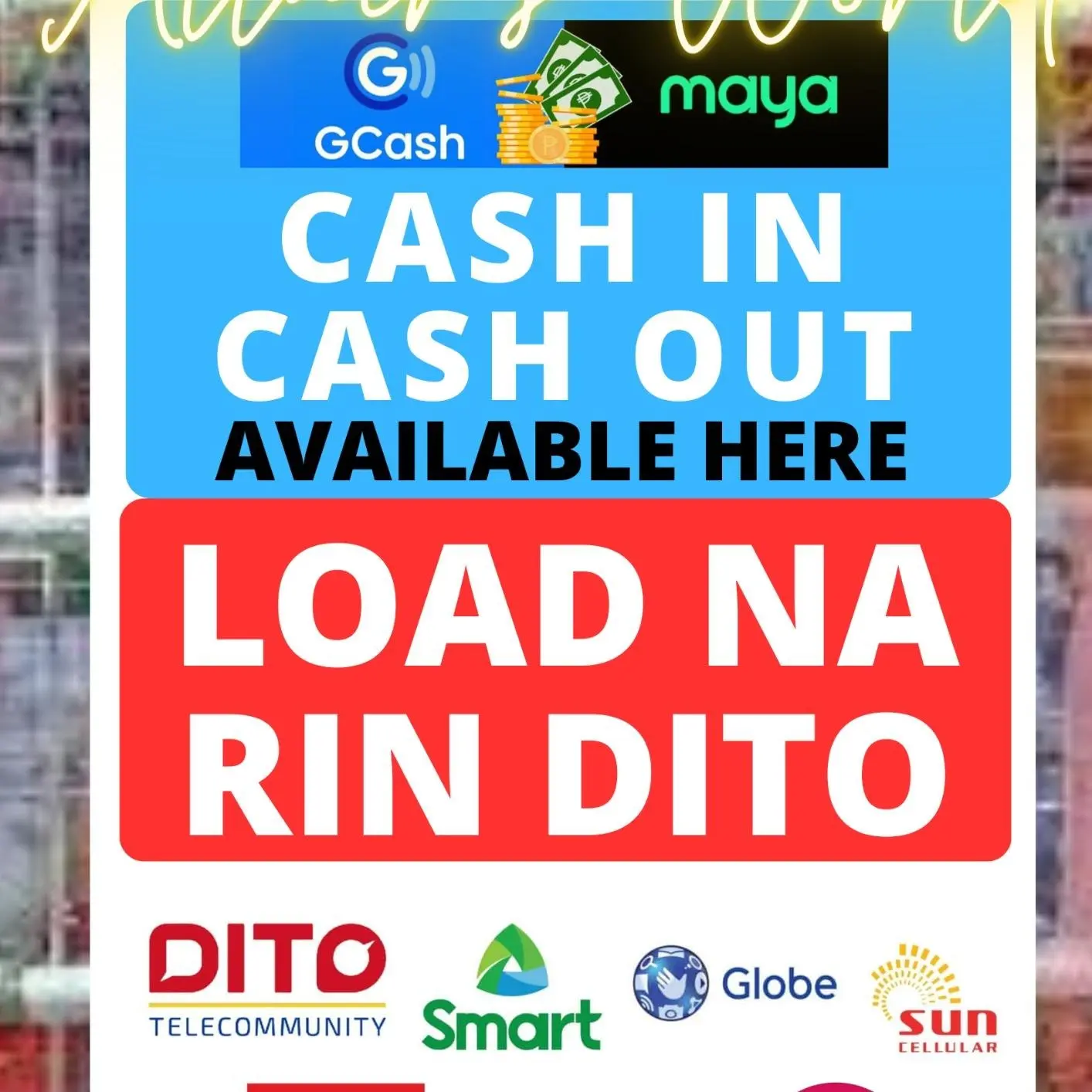 AW 2 in 1 SIGN MAYA PAYMAYA GCASH CASH IN CASH OUT SIGNAGE + LOAD NA ...
