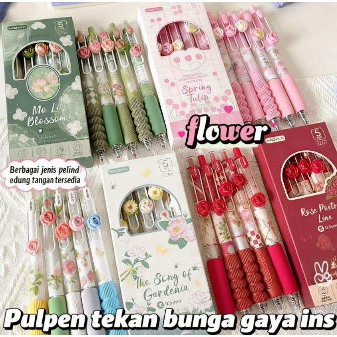 Pena Bunga Estetik ST 0.5 - Set Pulpen Cepat Kering & Antistress - Shop ...