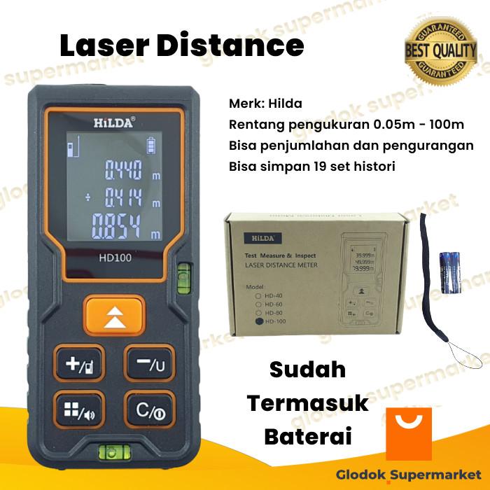Laser Distance Hilda 100 Meter Alat Ukur Jarak Dimensi Meteran - Shop ...
