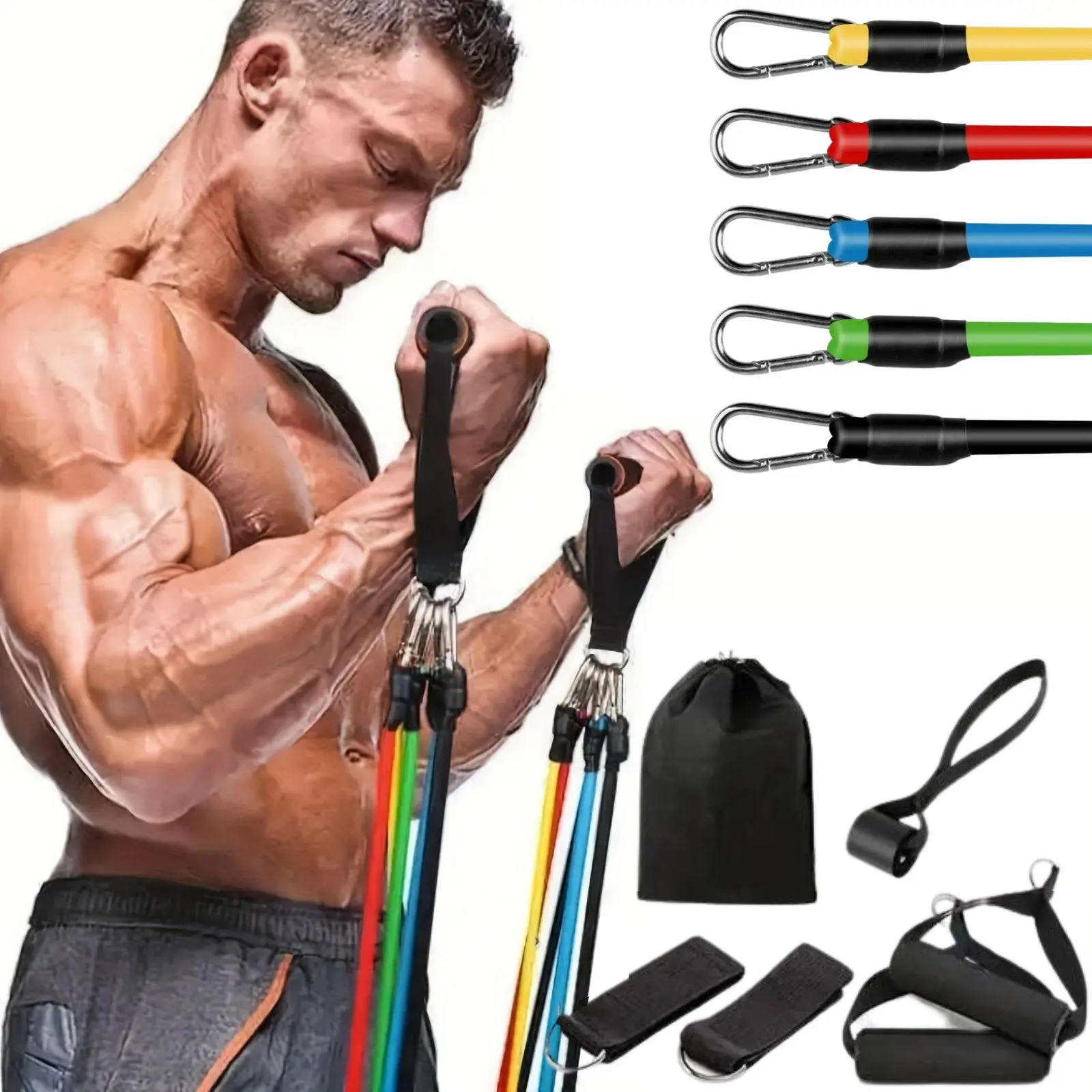 Gym Resistance Band, 11pcs/set Multifunctional Elastic Exercise Band ...