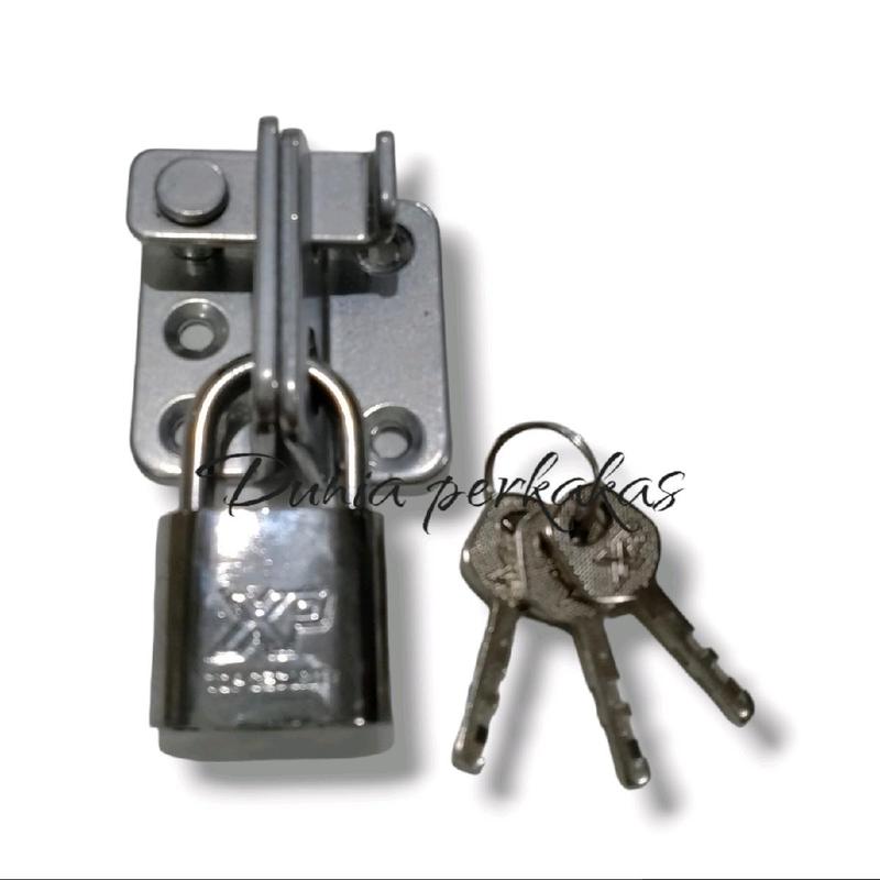 Paket Grendel pintu geser exito + gembok nekel 30mm - Shop | Tokopedia