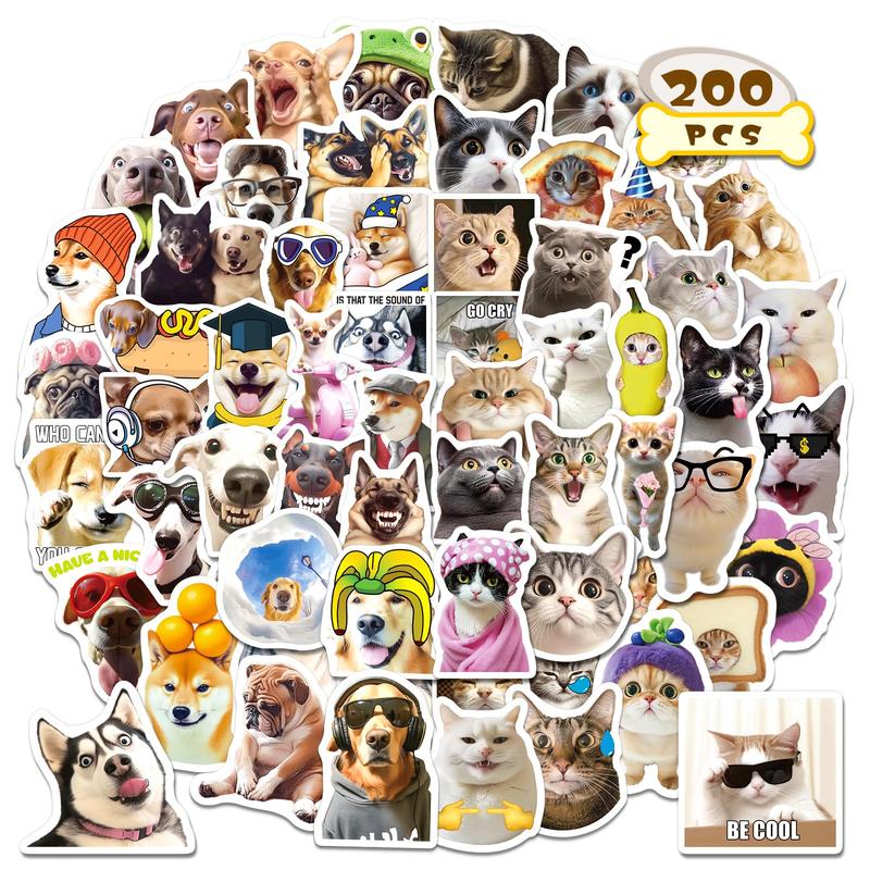 200 Cat and Dog Meme Stickers Pack Funny Pet for Water Bottles Car Hard ...