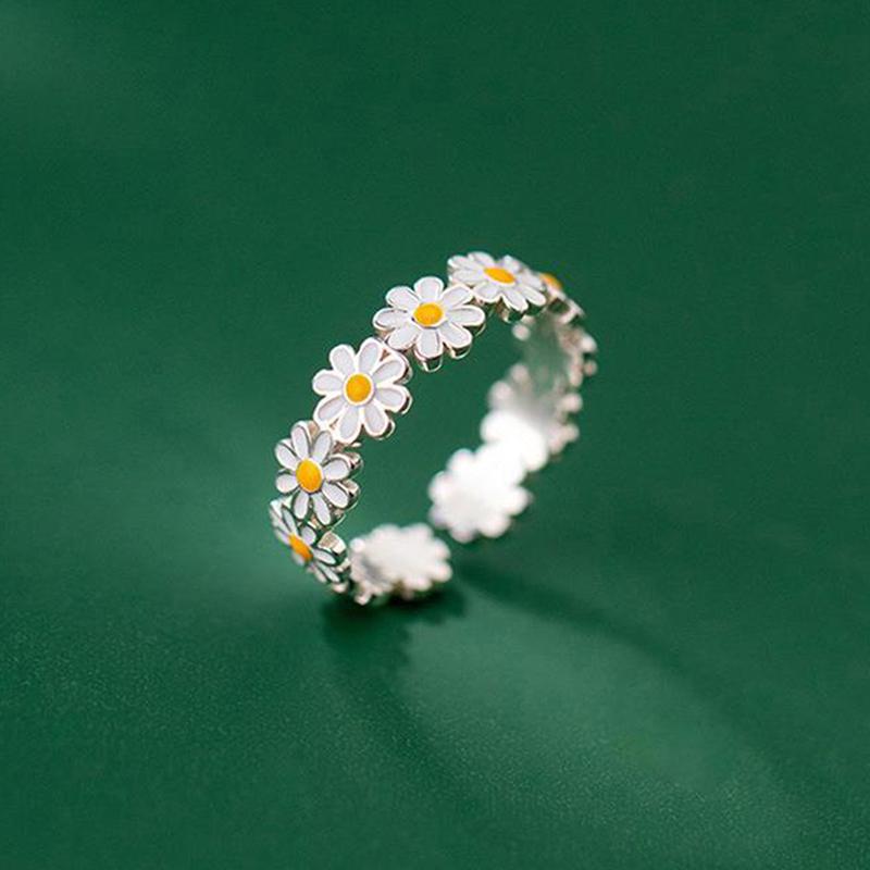 Cincin daisy dan bunga vintaj untuk wanita, cincin bunga comel ...