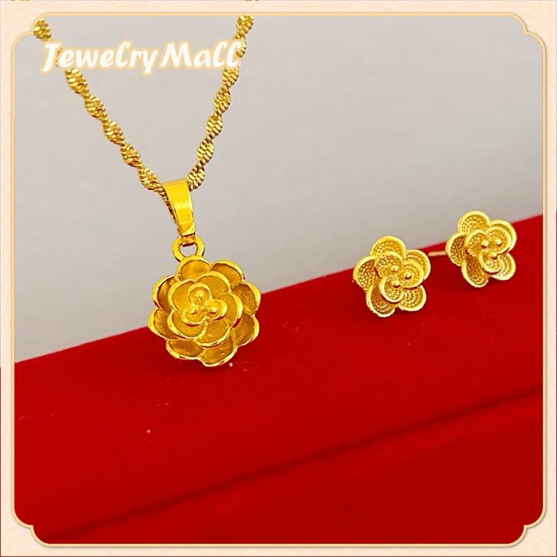 emas titanium cop 916 subang emas 375 original gold-plating pendant ...