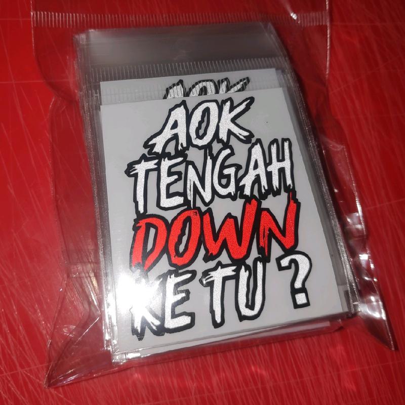 STICKER AOK TENGAH DOWN KE VIRAL SIZE S PANTULAN CAHAYA Notebooks ...