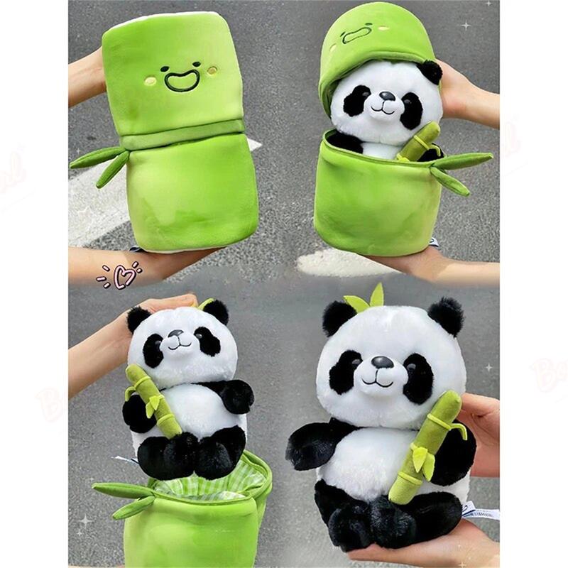 2 in 1 Panda 25cm Cute Panda with Bamboo Tube Plush Soft Cartoon ...