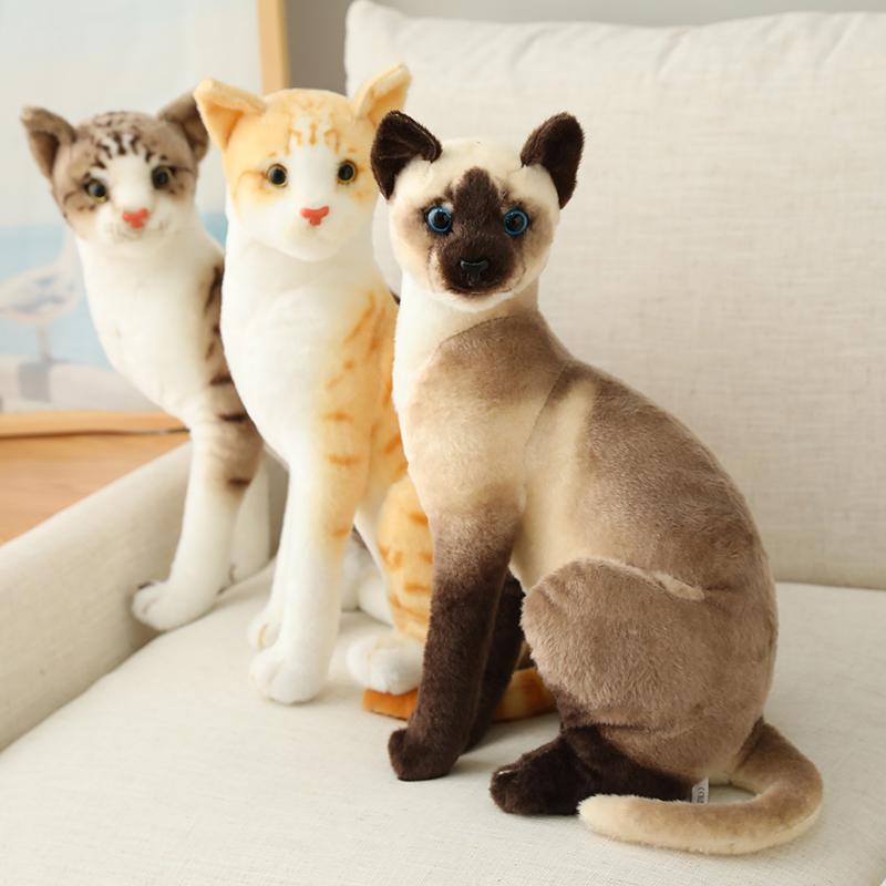 Cute Simulation Cats Plush Toys Stuffed Animal Siamese Cat Doll ...