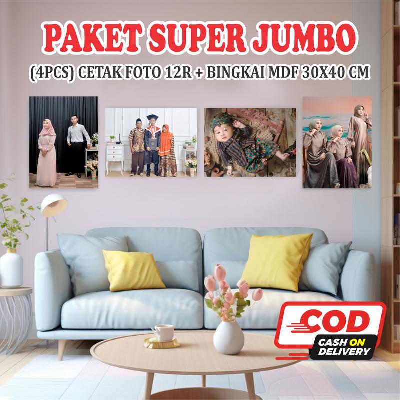 (4PCS ) 12R CETAK FOTO + BINGKAI MDF UK. 30 X 40 CM- Sangat Cocok ...