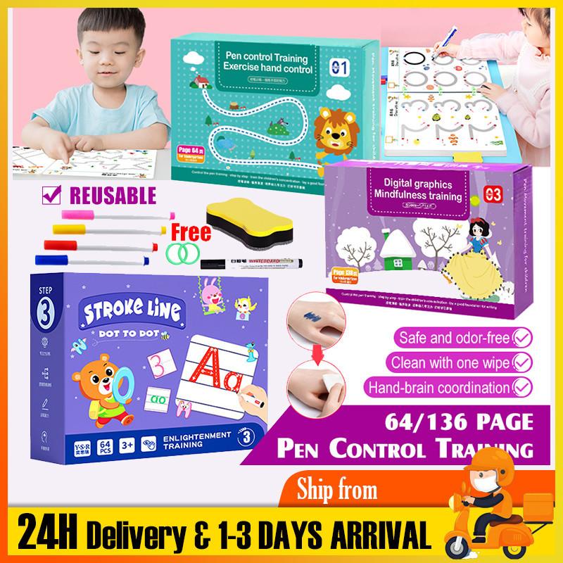 Children Magical Tracing Workbook with Erasable Pen Control Training ...
