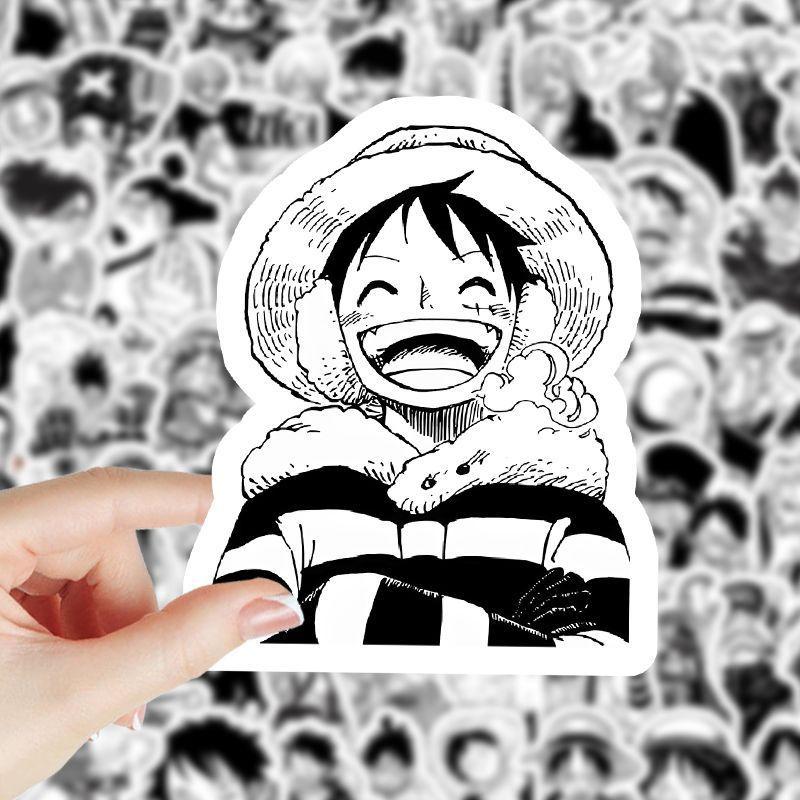 Pelekat One Piece, Hitam dan Putih, Watak Kartun Anime (Luffy, - TikTok ...