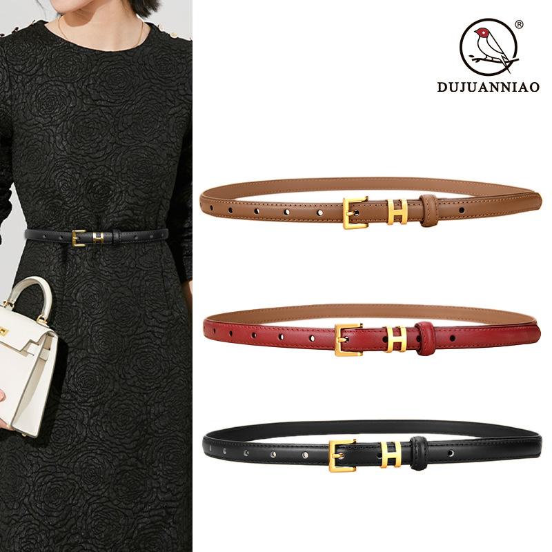 New Belt Women's Thin Belt Fashionable All-Match Cowhide Small - TikTok ...