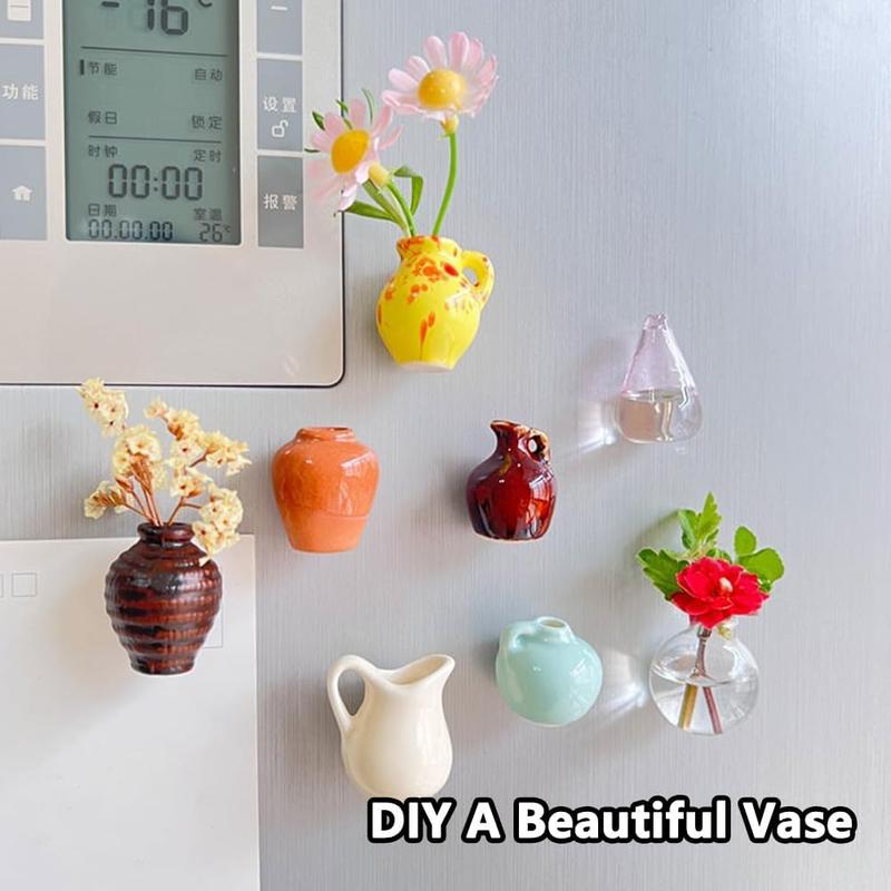 Creative Mini Ceramic Vase Magnets packed in sets of 8 Decorating ...