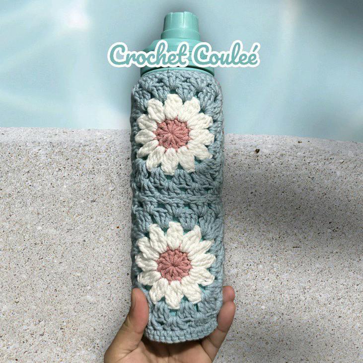 Crochet Tumbler Flask Holder Cover Sunflower Daisy 18 to 32 oz - TikTok ...