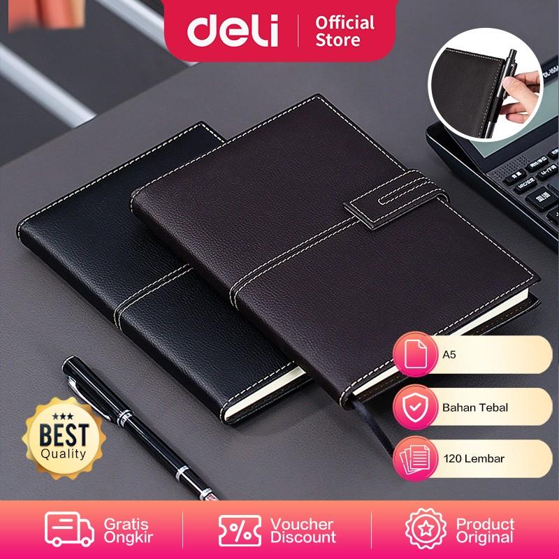 Deli Leather Cover Notebook Buku Catatan Agenda Kulit Magnetic EN142L ...