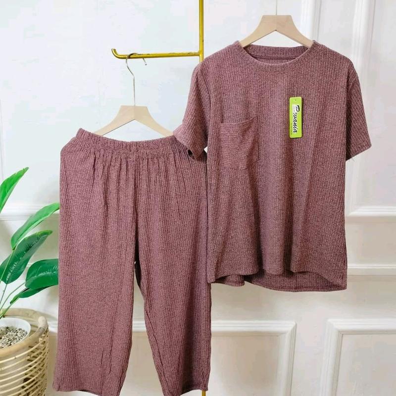 ONE SET KNIT IMPOR OVERSIZE || STELAN CELANA KNIT JUMBO 7/8 Baju Wanita ...