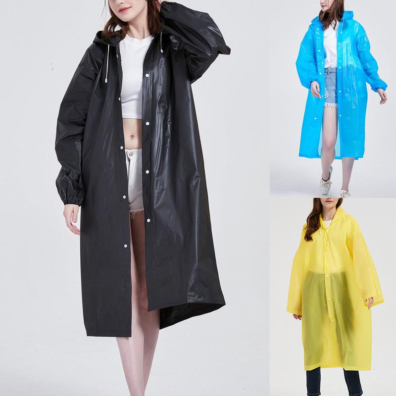 ceoediflt-Unisex Raincoat Hooded Loose Simple Long Sleeve Non ...