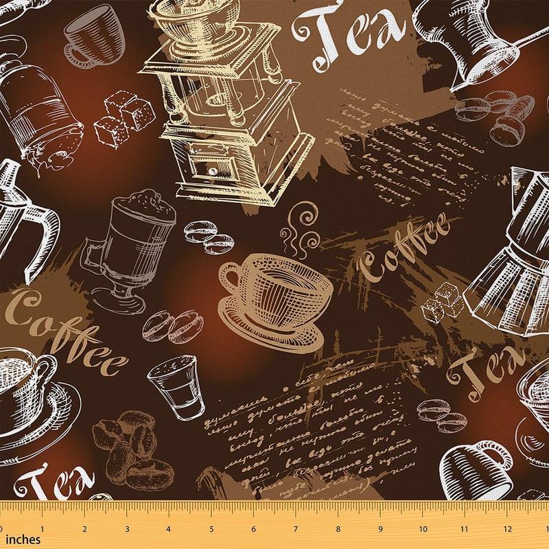 Coffee Theme Fabric by The Yard,Vintage Espresso Machine Design ...