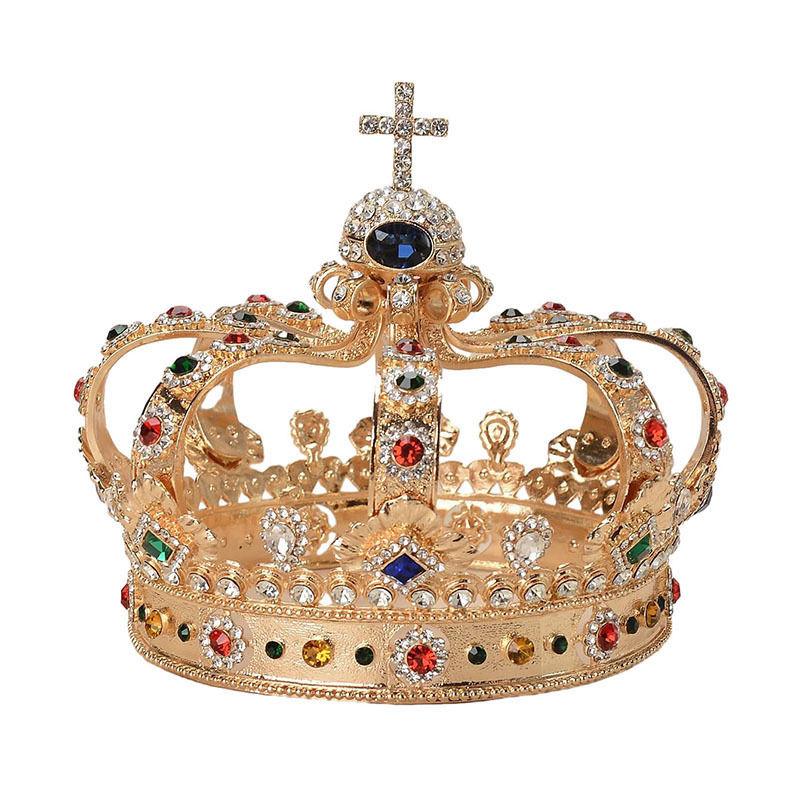 New King Crown Vintage Alloy Gemstone Headdress Men's Ball Show ...