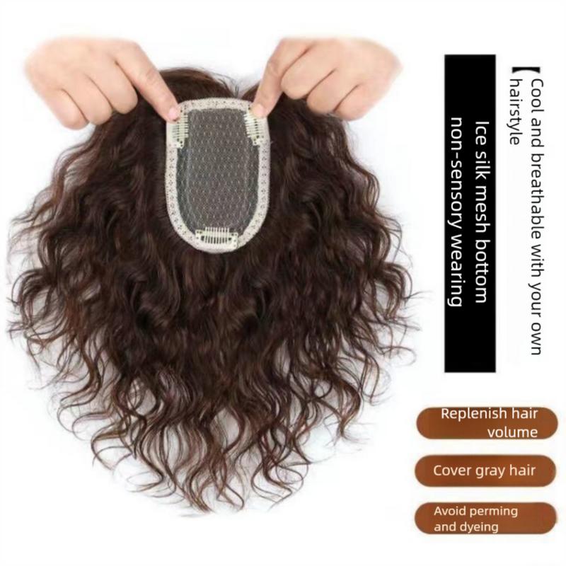 Seamless Corn Perm Hair Toppers Wigs with Bangs Clip In Natural ...