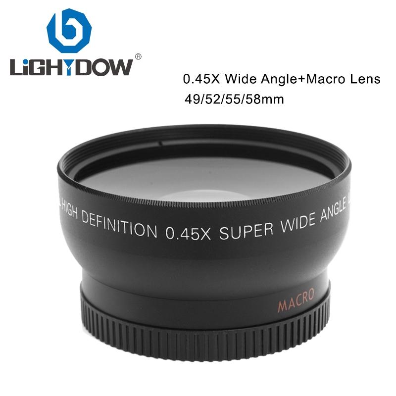 Kanta sudut lebar Lightdow 0.45x, Kanta makro untuk Canon, Nikon ...