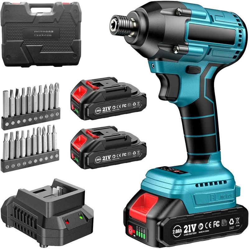 Impact Driver Kit, 21V Max Torque 1590 In-lbs(180 N.m) Cordless Impact ...