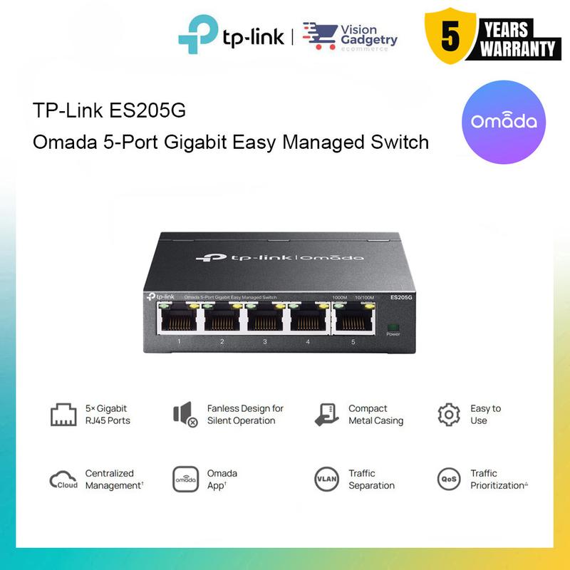TP-Link ES205G Omada 5-Port Gigabit Easy Managed Switch - TikTok Shop ...