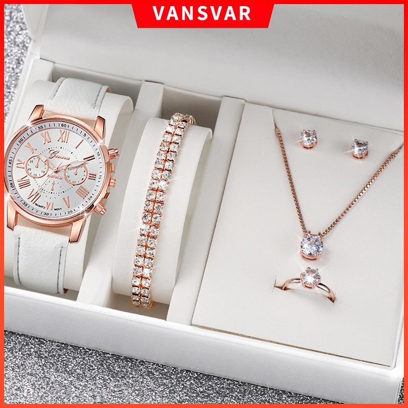 Jam Tangan Kuarza Wanita, Geneva, Gaya Kasual, Jalur Kulit, Termasuk ...