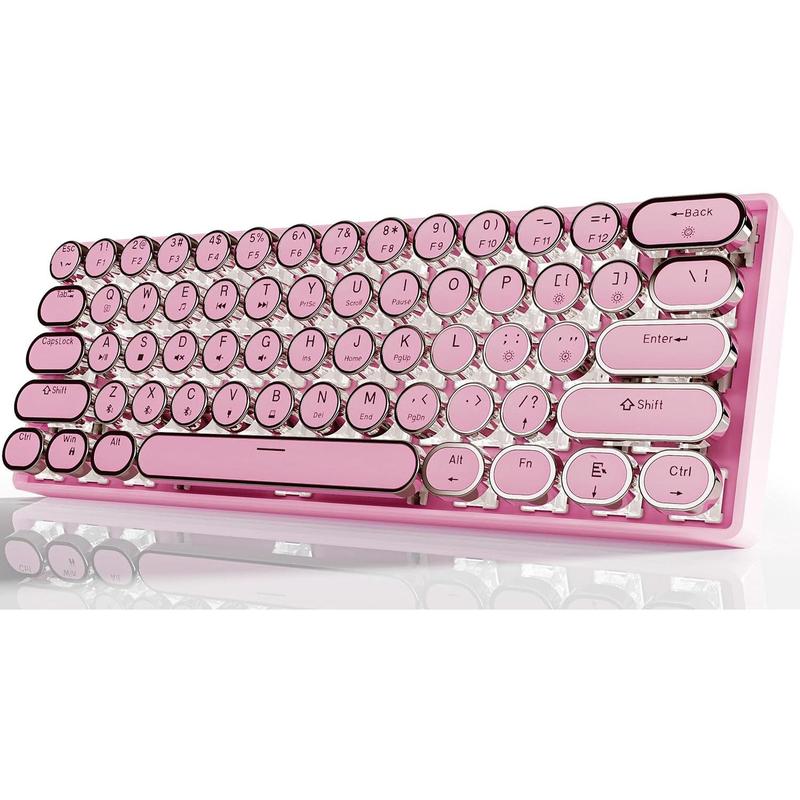 EWEADN G61 Mechanical Typewriter Keyboard, 60% Mini with White Backlit ...