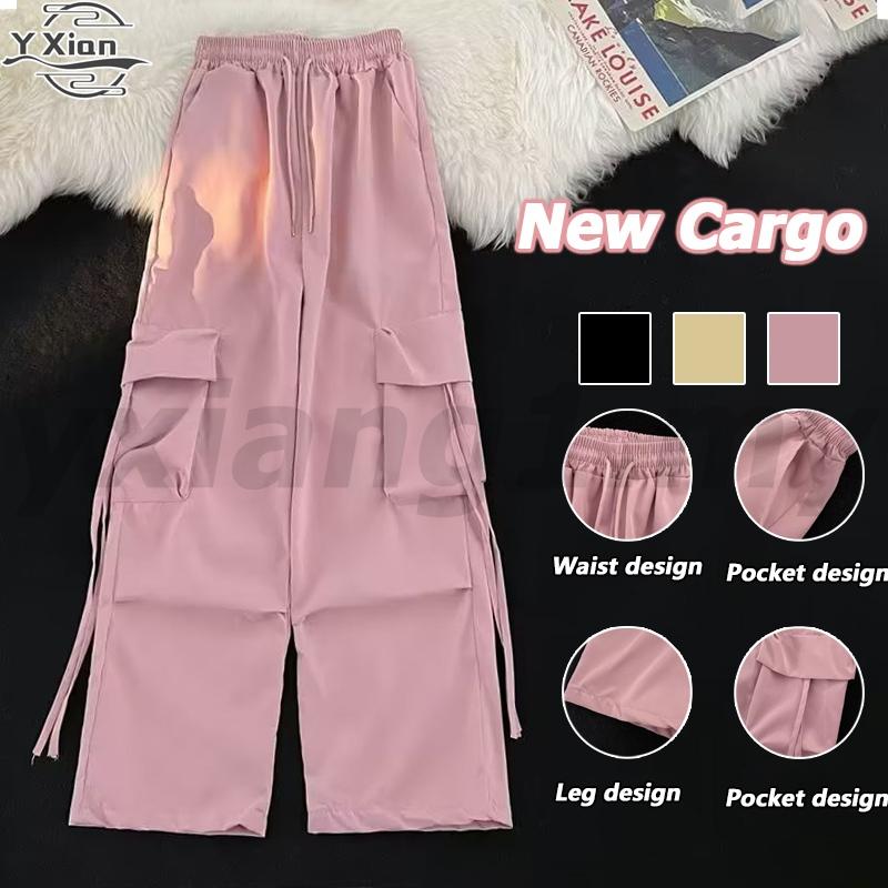 Seluar Kargo, untuk Wanita, Saiz Besar, Warna Merah Jambu, Longgar ...
