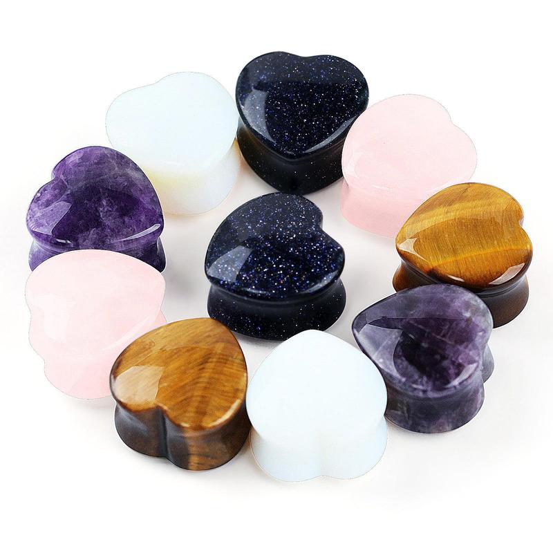 Heart Shaped Ear Expanders Stone Piercing Earrings - TikTok Shop ...