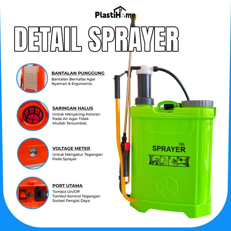 PlastiHome Sprayer 16L/18L Manual & Elektrik Alat Semprot Pertanian ...