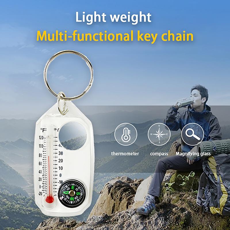 Outdoor Mountaineering Buckle Compass Pointer Mini Keychain Thermometer ...
