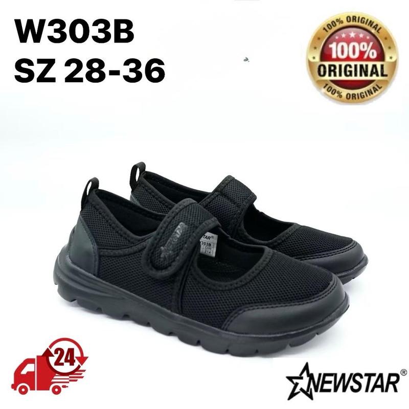 NewStar W303B Black School Shoes [Velcro Strap] Kasut Hitam - TikTok ...