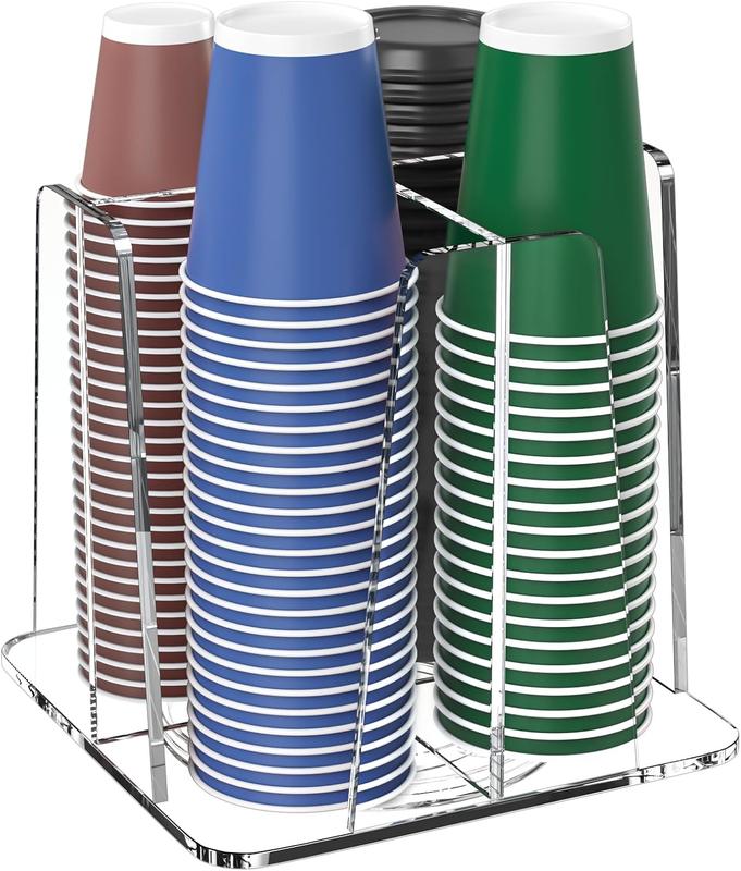Coffee Cup Organizer for Countertop - Rotating Plastic Cup Holder 4 ...