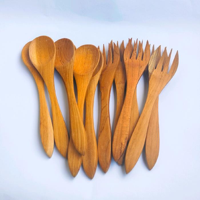 Jual 6PCS SENDOK GARPU SET KAYU JATI,6SENDOK+6PCS GARPU KAYU JATI ...