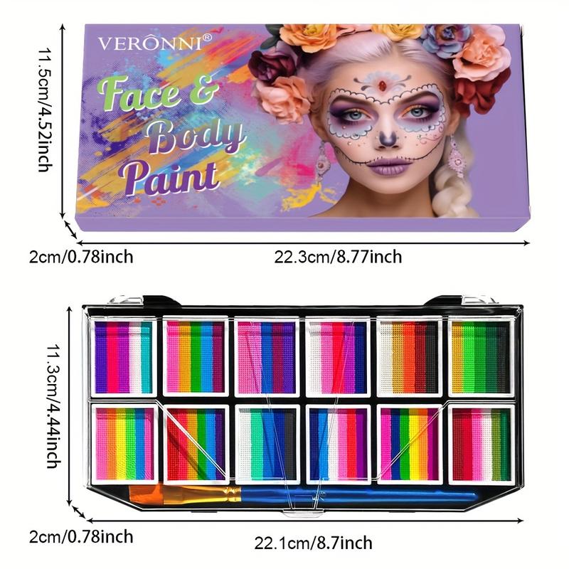 VERONNI Face Paint Set - 12 Split Cake Palette with 6 Vibran - TikTok ...