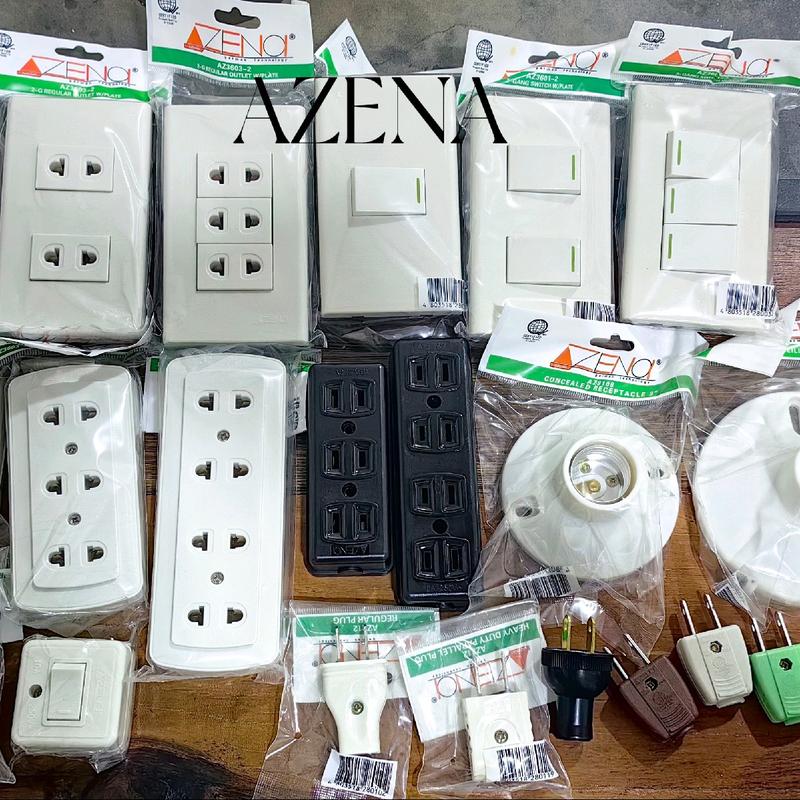 AZENA SWITCH W/ PLATE & OUTLET W/ PLATE/ UNEVERSAL OUTLET/ SPRING ...