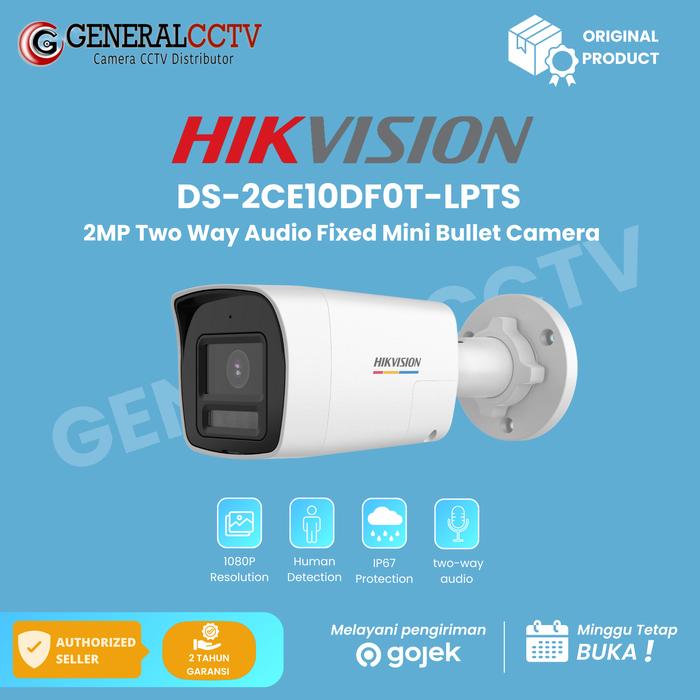Promo HikVision DS-2CE10DF0T-LPTS 2MP Two Way Audio Fixed Mini Bullet ...