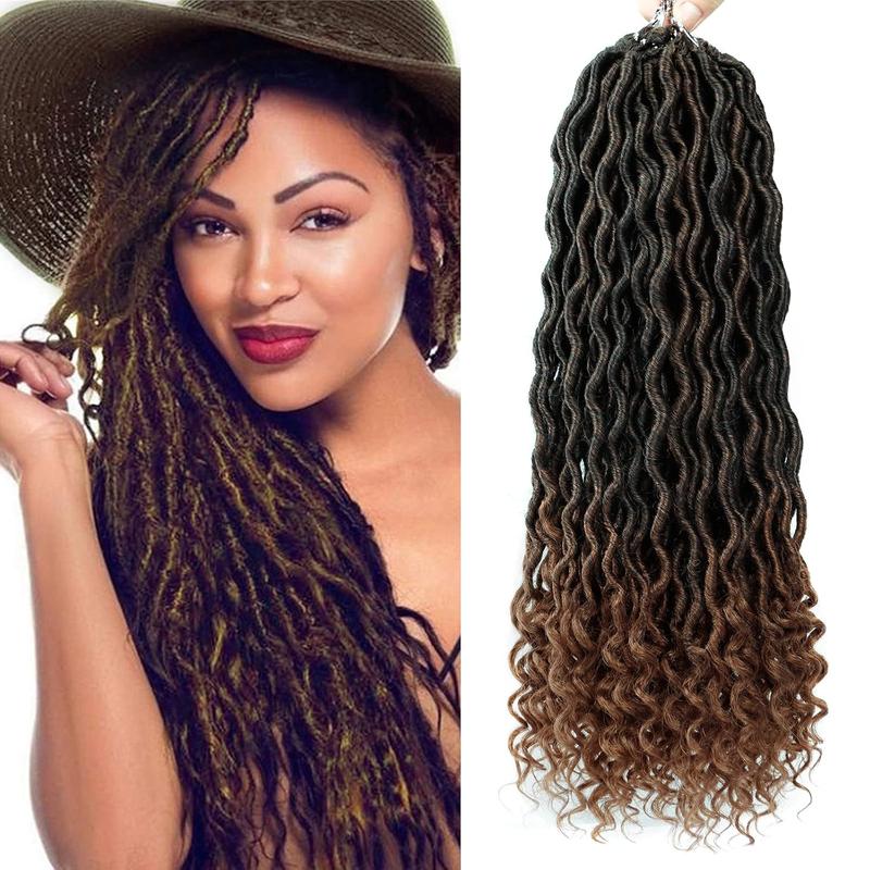 6 Packs Goddess Faux Locs Crochet Hair 20 Inch Wavy Faux Locs Braiding ...