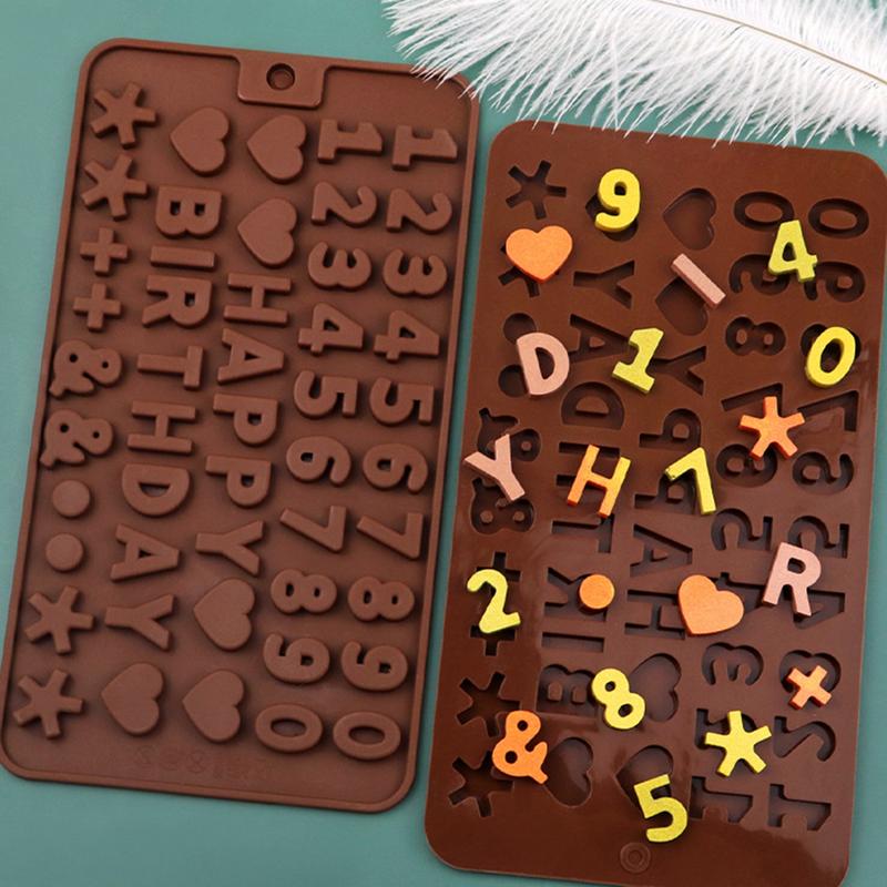 Acuan Silikon Huruf Digital, Set 2 Keping, untuk Coklat dan Gula-gula ...