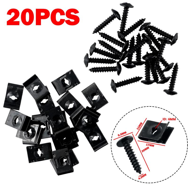 20Set Metal U-type Clip With Screw Car Bumper Trim Panel Fasteners ...