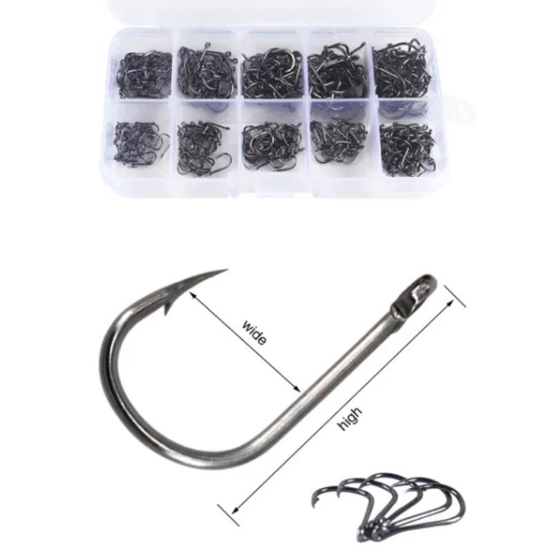 500/600/1000pcs Fishing Hook Set High-Carbon Steel Barbed Fishhooks ...