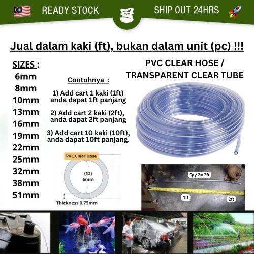 [SELL BY FT] PVC Transparent Clear Hose Pipe Air Line Tube Paip ...