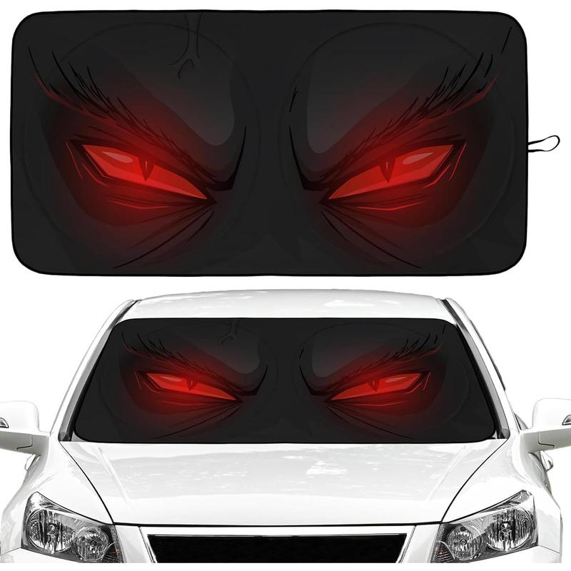 Red Eyes Car Windshield Sun Shade Foldable Sunshade Front Window Cover ...