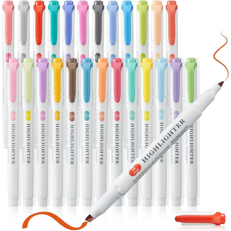 25 Highlighters, Pastel Highlighter Assorted Colors Markers Dual Tip ...