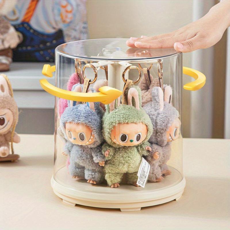 360° Rotating Crystal Display Cabinet for LABUBU Collectibles, Display ...